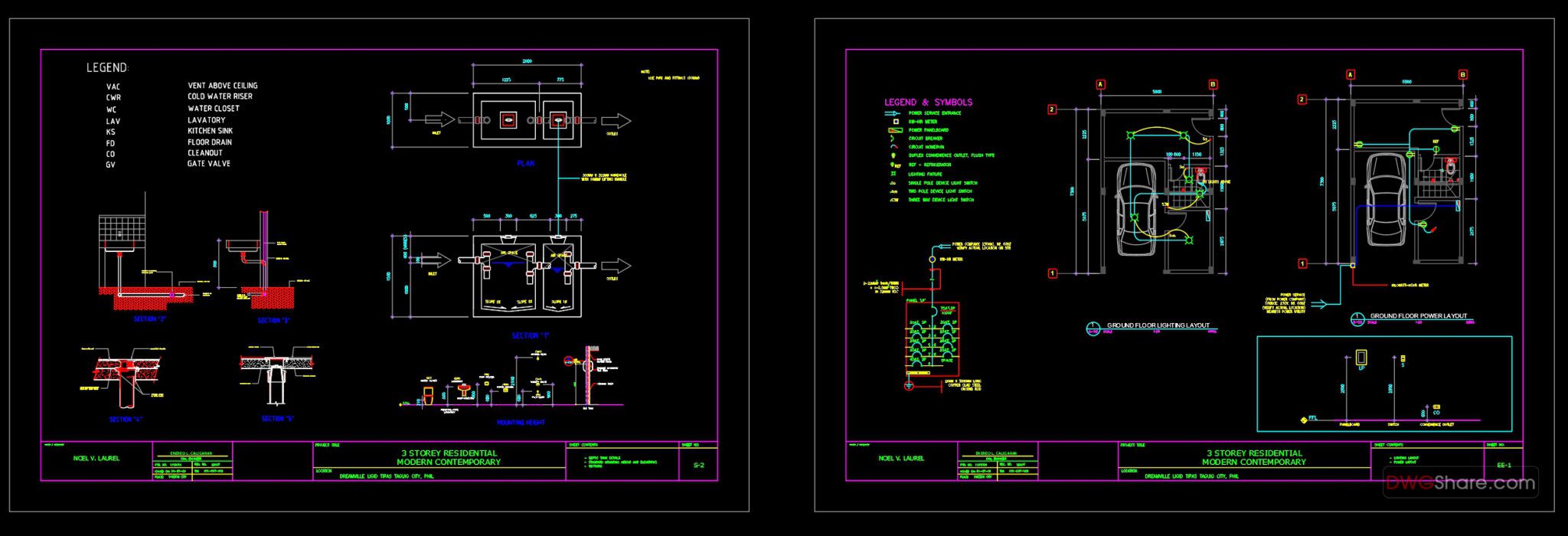 Residential Modern Contemporary Building Reinforcement Details AutoCAD ...