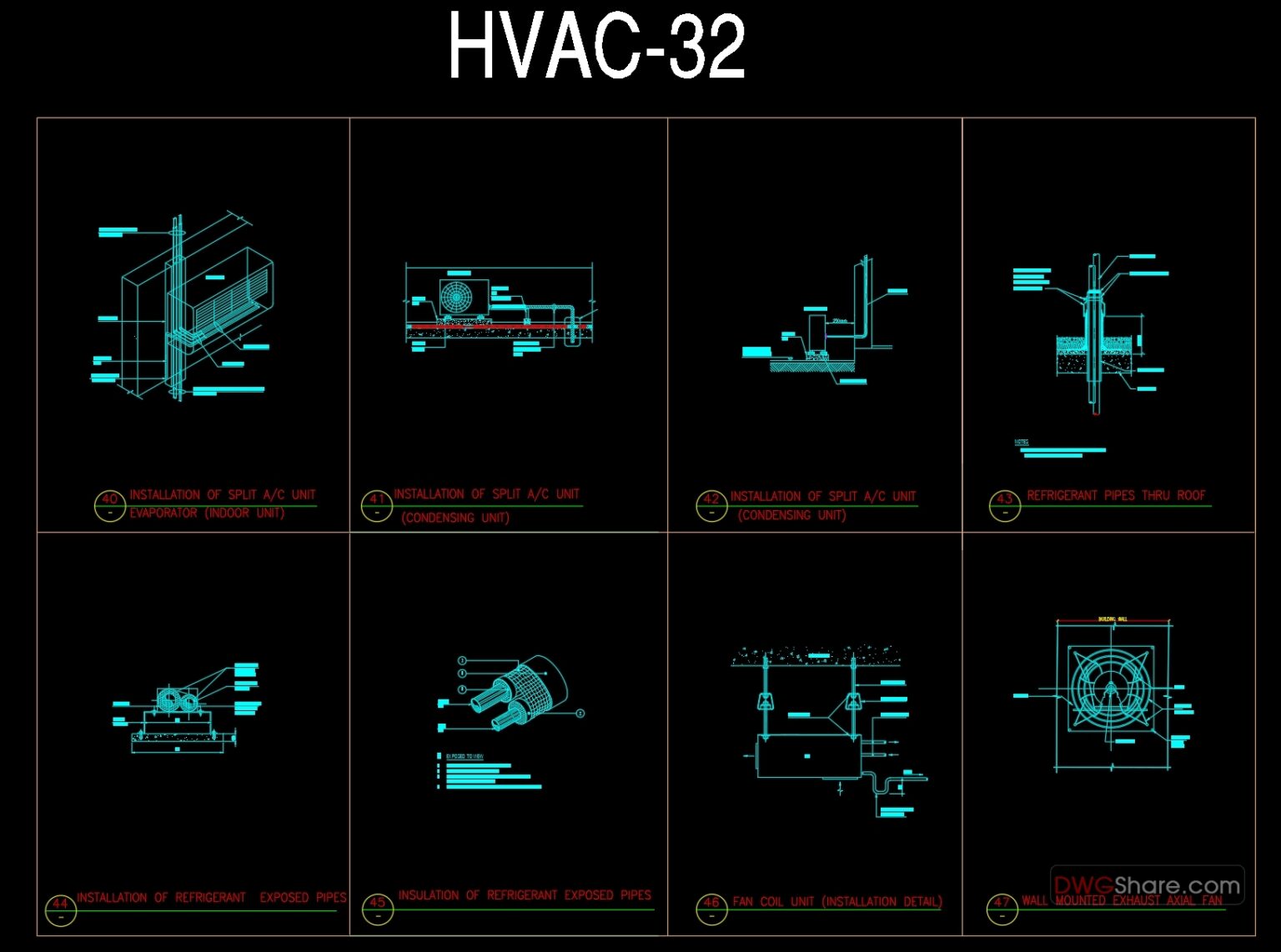 Residential Tower HVAC Installation Details AutoCAD File DWG