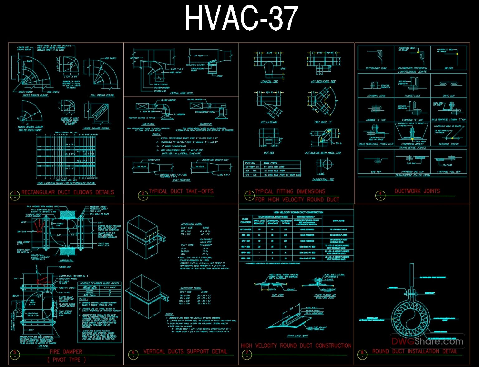 Residential Tower HVAC Installation Details AutoCAD File DWG