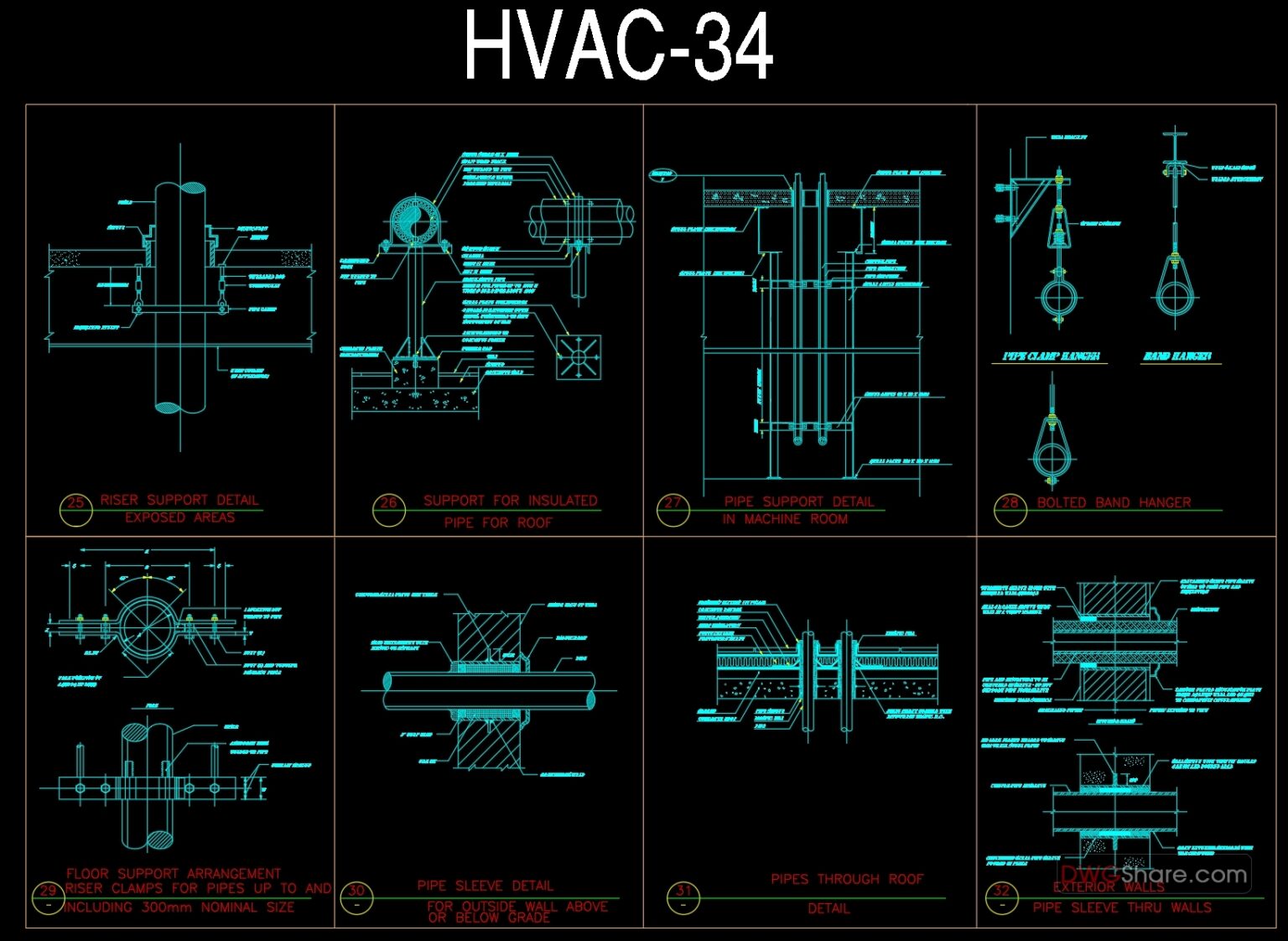Residential Tower HVAC Installation Details AutoCAD File DWG