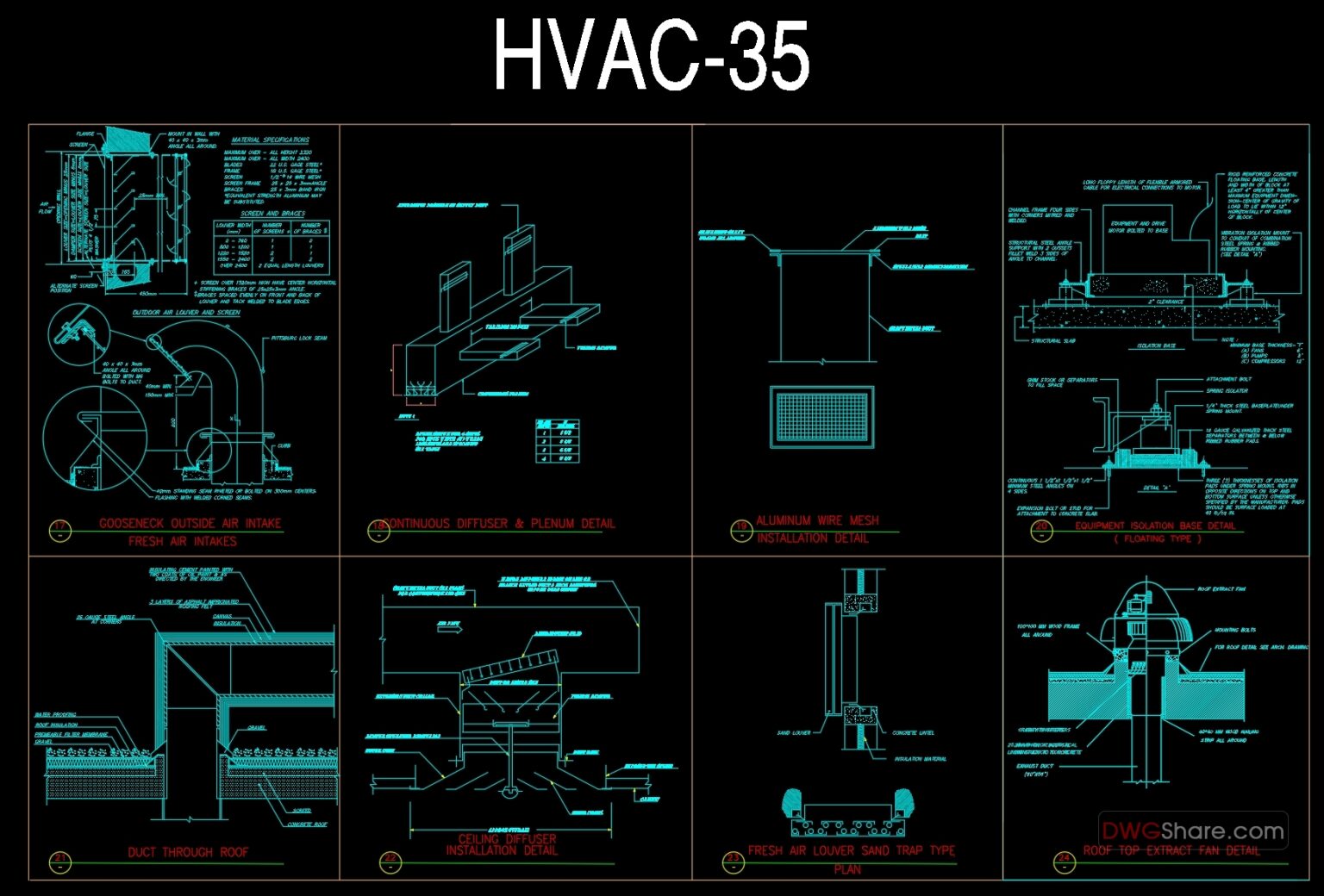 Residential Tower HVAC Installation Details AutoCAD File DWG