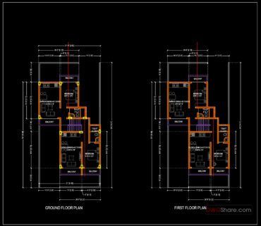 Row House Design Plans and Elevations AutoCAD File DWG