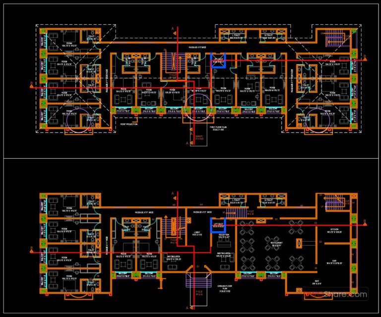 Row House Design Plans and Elevations AutoCAD File DWG