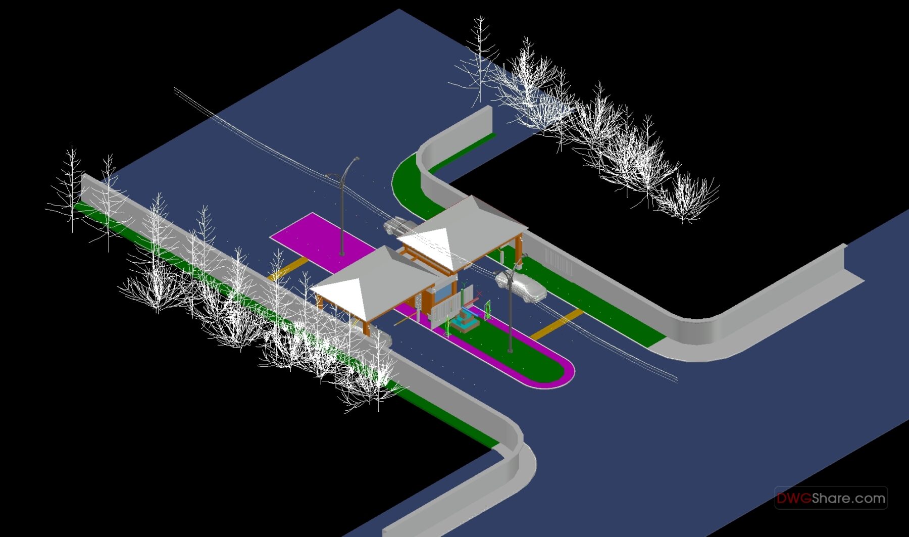 Security Check Point 3D Model AutoCAD File DWG