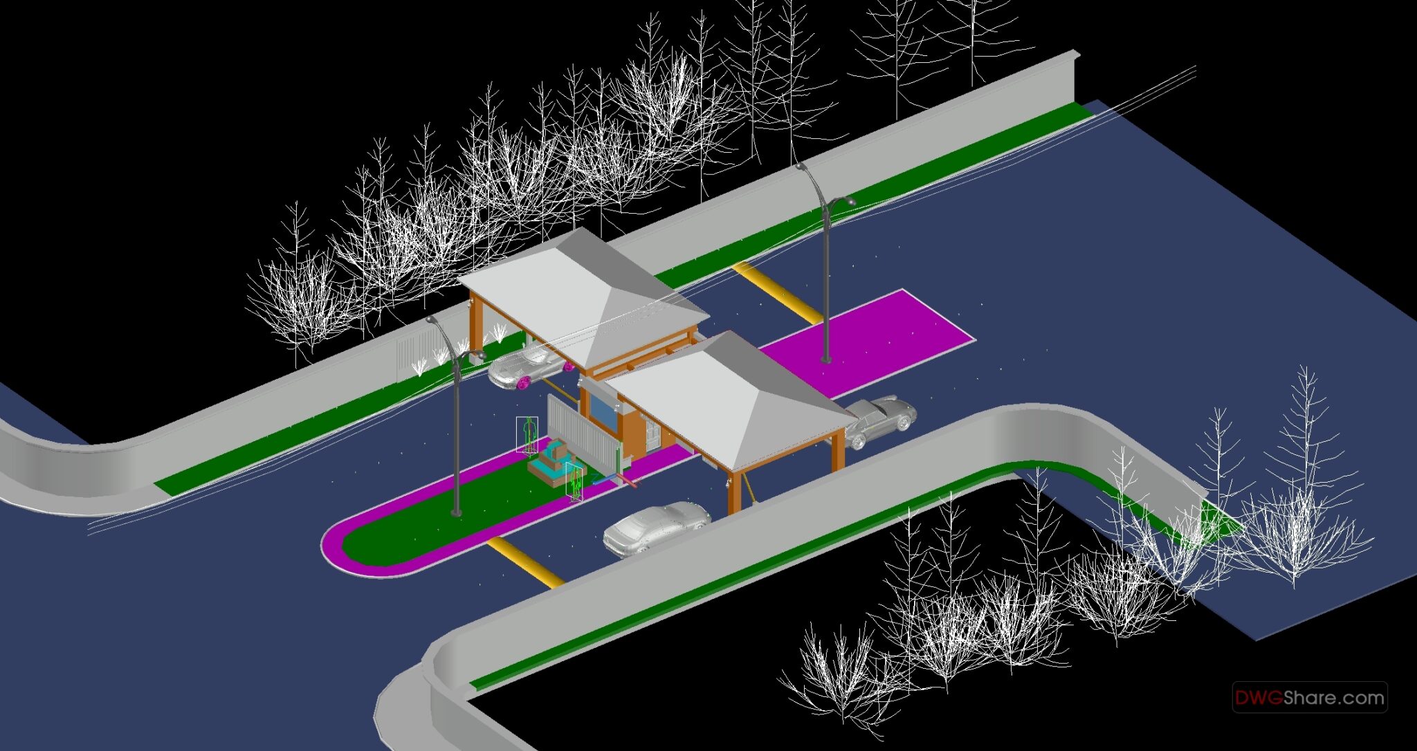 Security Check Point 3D Model AutoCAD File DWG