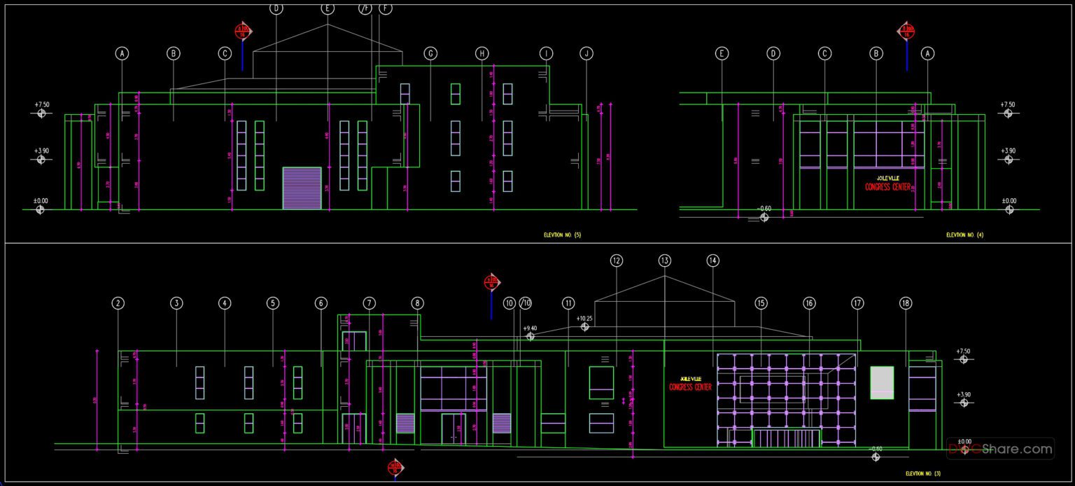 Seminar Hall Layout Plan and Elevations AutoCAD File DWG