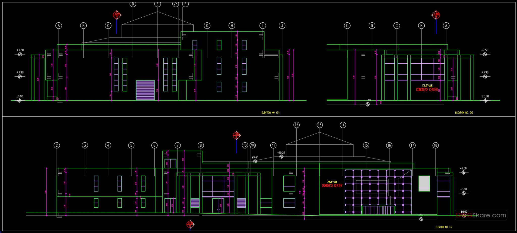 Seminar Hall Layout Plan and Elevations AutoCAD File DWG
