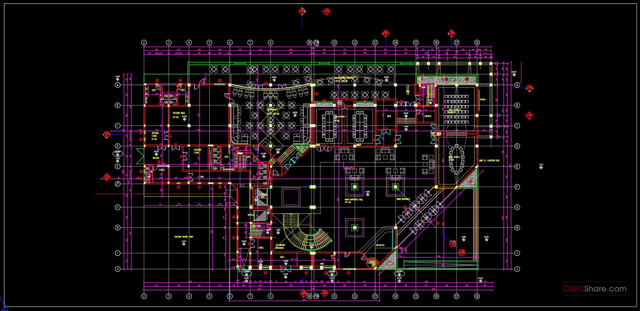 Seminar Hall Layout Plan and Elevations AutoCAD File DWG