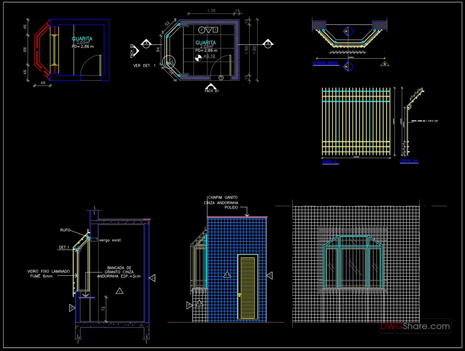 Sentry Post Plan Details AutoCAD File DWG