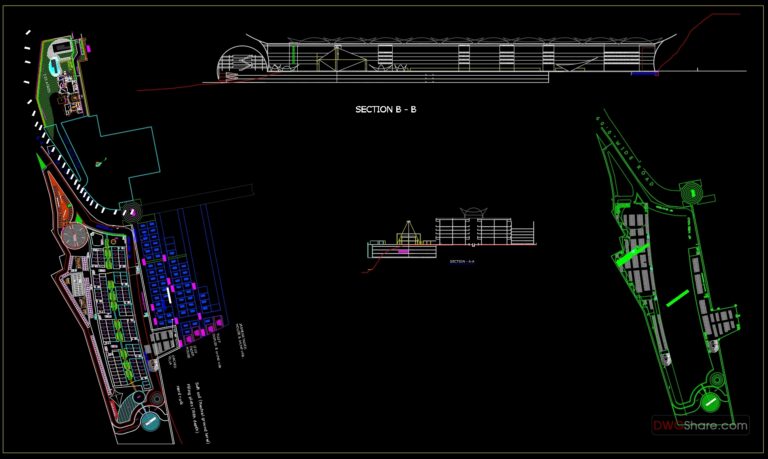 Shopping Mall Layout Plan and Sections Details AutoCAD File DWG