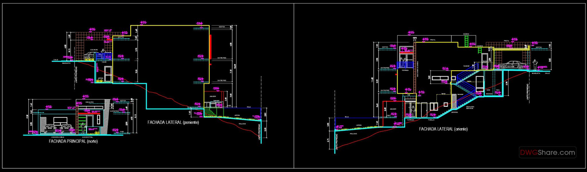 Three Levels House 20X11m AutoCAD File Free Download