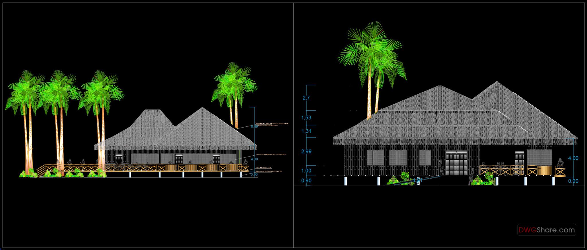 Tourist Resort Plan and Elevation AutoCAD File DWG