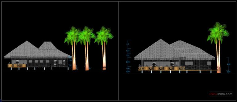 Tourist Resort Plan and Elevation AutoCAD File DWG