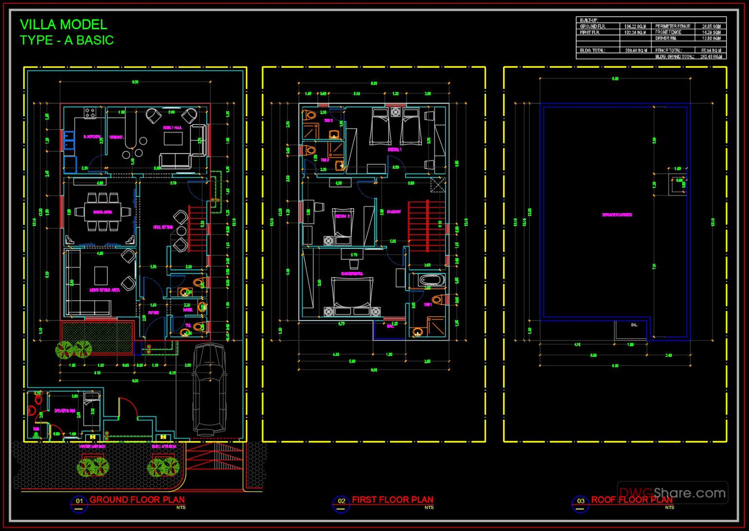 Townhouse Villa Model type A AutoCAD File Free Download