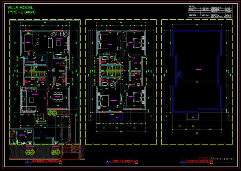 Townhouse Villa Model type D AutoCAD File Free Download