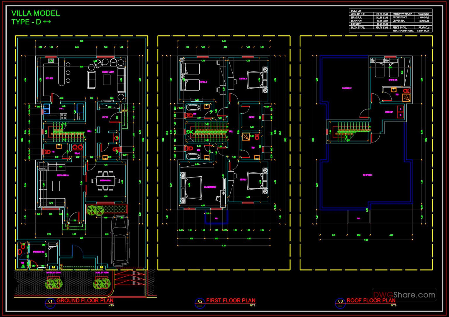 Townhouse Villa Model type D AutoCAD File Free Download