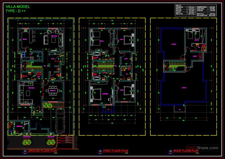 Townhouse Villa Model type D AutoCAD File Free Download