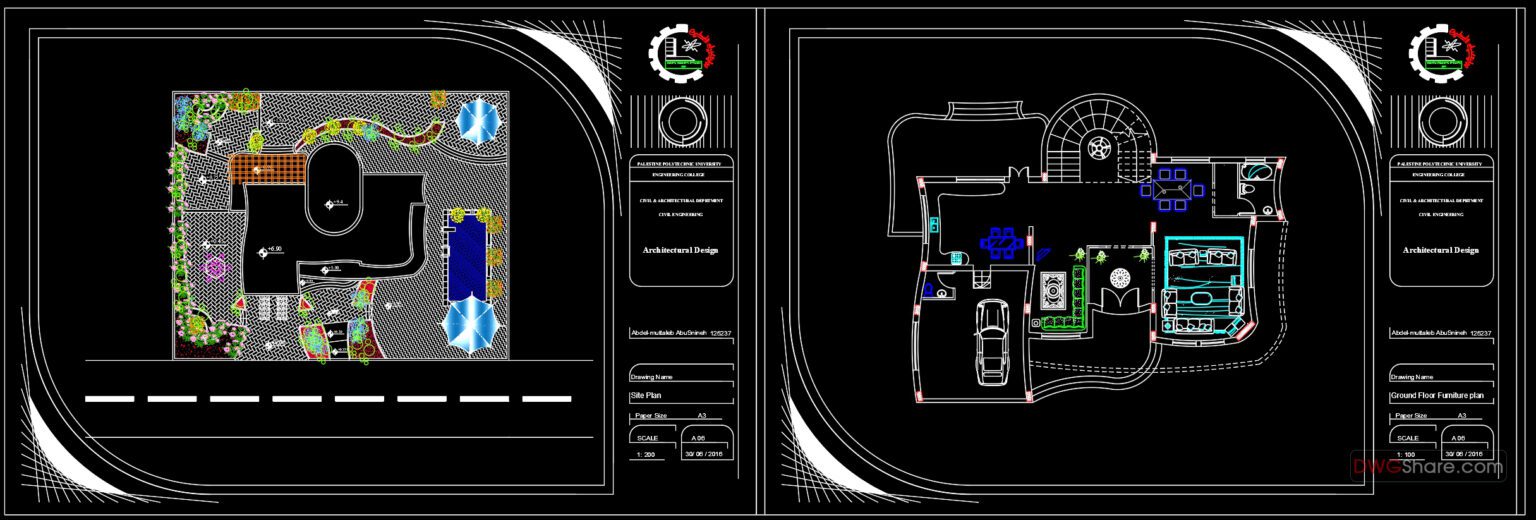 Villa Design Project AutoCAD File Free Download