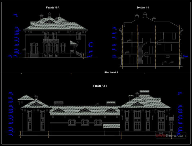 Villa With Swimming Pool AutoCAD File Free Download