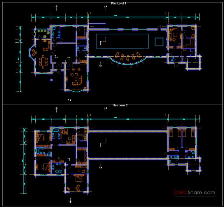 Villa With Swimming Pool AutoCAD File Free Download