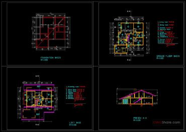 Wooden House 143 msq AutoCAD File Free Download