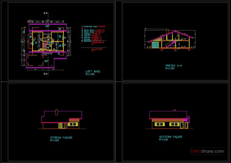 Wooden House 143 msq AutoCAD File Free Download
