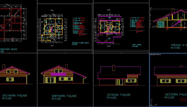 Wooden House 143 msq AutoCAD File Free Download - Free Cad Blocks ...