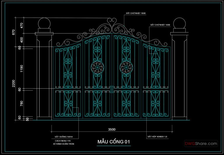 103.Gate design AutoCAD blocks free download