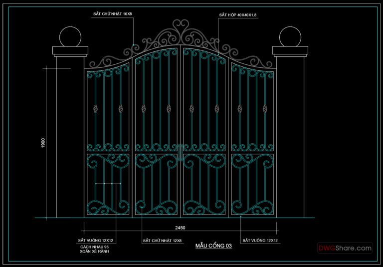 103.Gate design AutoCAD blocks free download