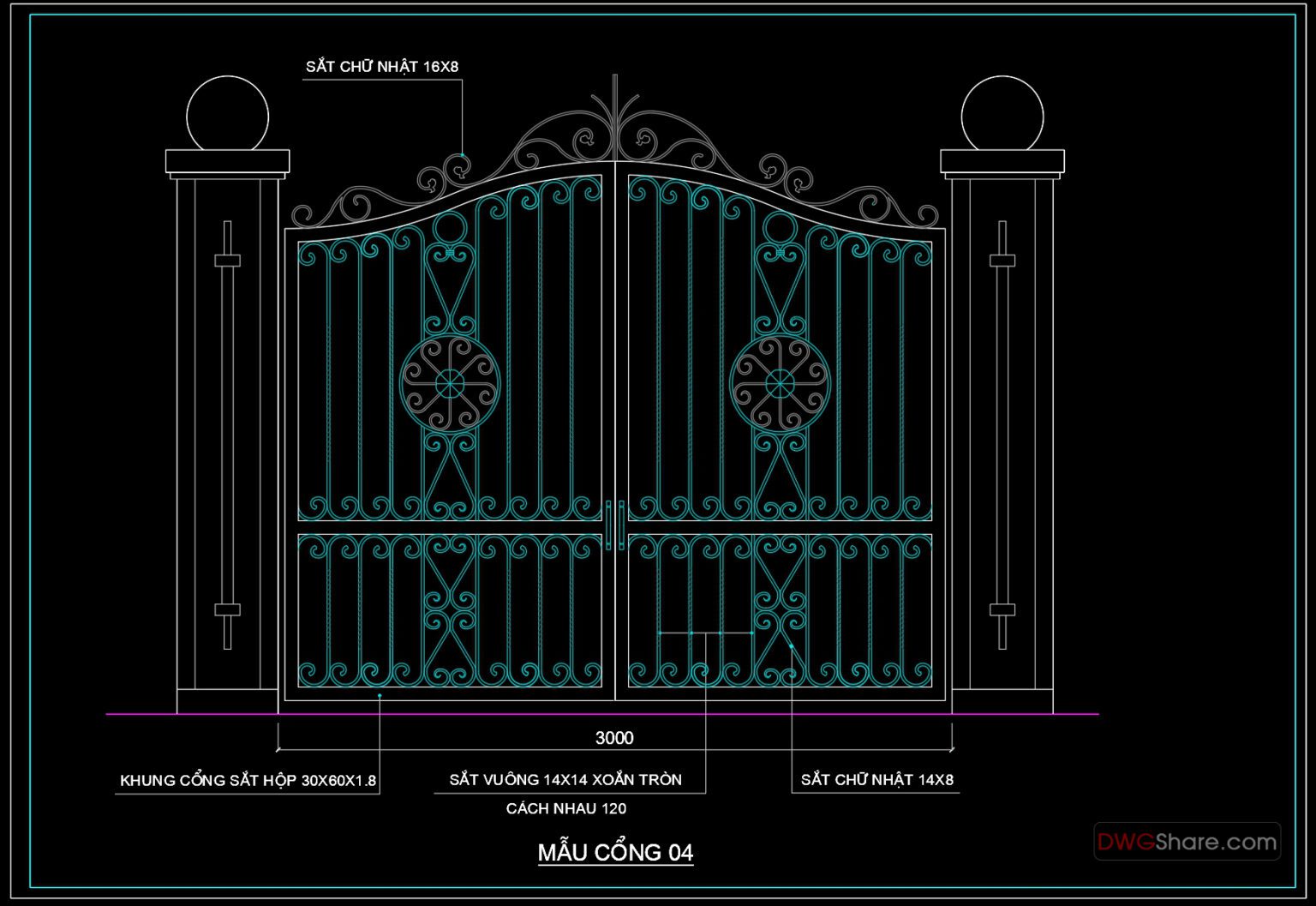 103.Gate design AutoCAD blocks free download