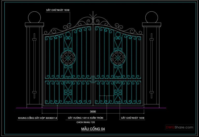 103.Gate design AutoCAD blocks free download