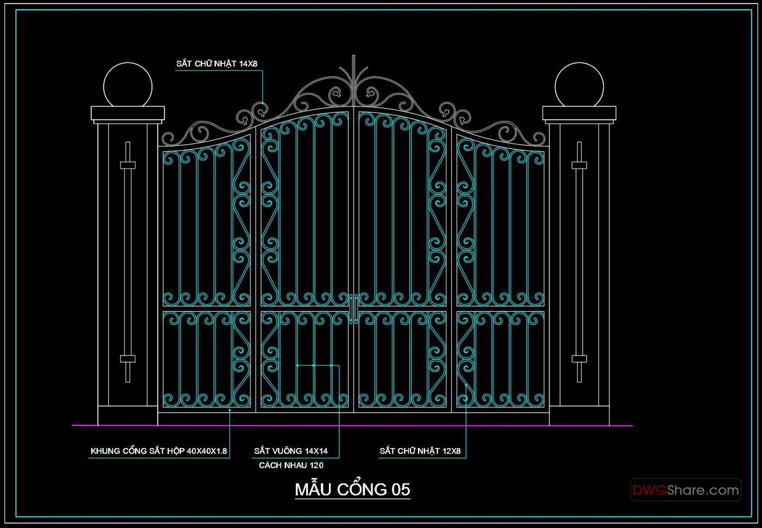 104.Gate design AutoCAD blocks free download