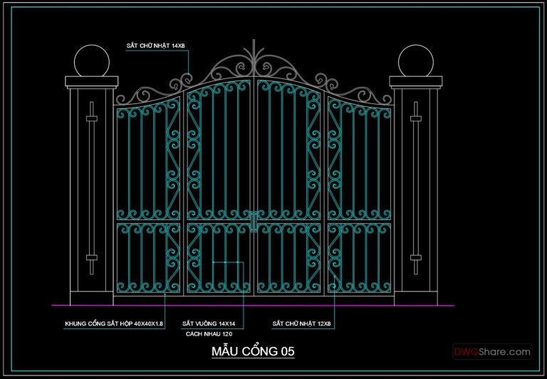 104.Gate design AutoCAD blocks free download