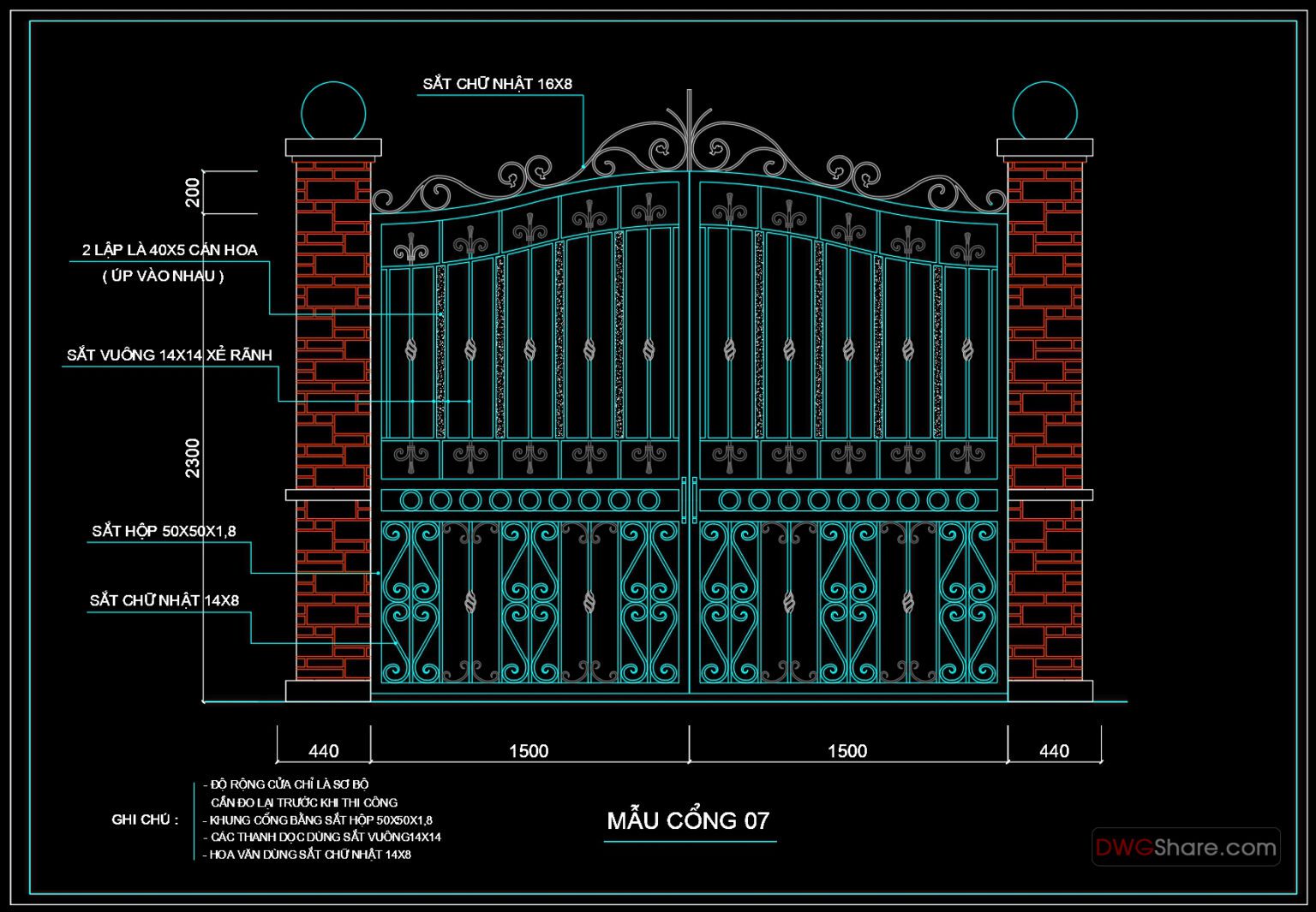 104.Gate design AutoCAD blocks free download