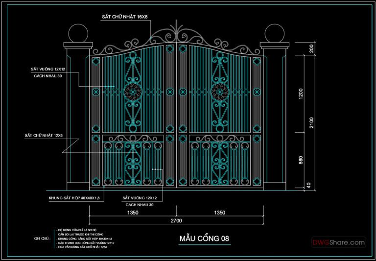 104.Gate design AutoCAD blocks free download