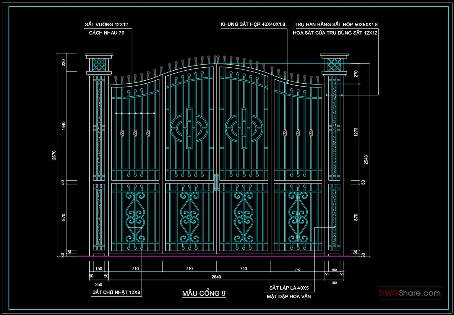 105.Gate design AutoCAD blocks free download
