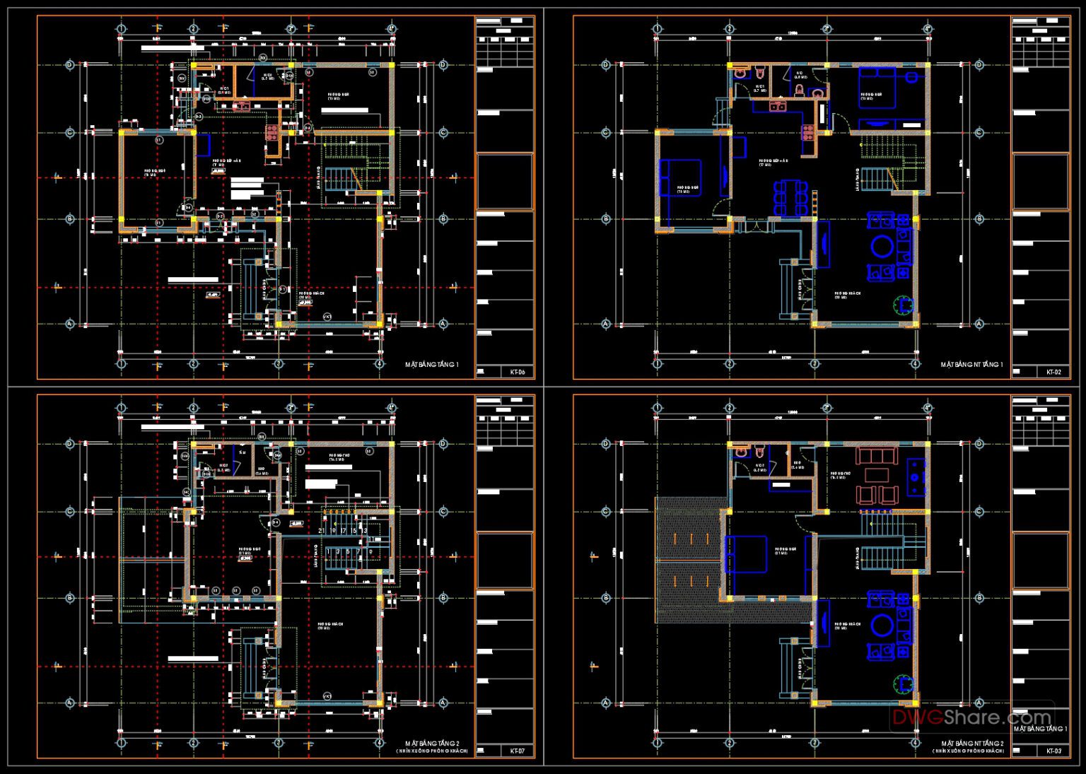 2 Levels Villa 13.3x12.8m AutoCAD File Free Download