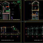 3 Levels House 4.6x10.4m AutoCAD File Free Download - Free Cad Blocks ...