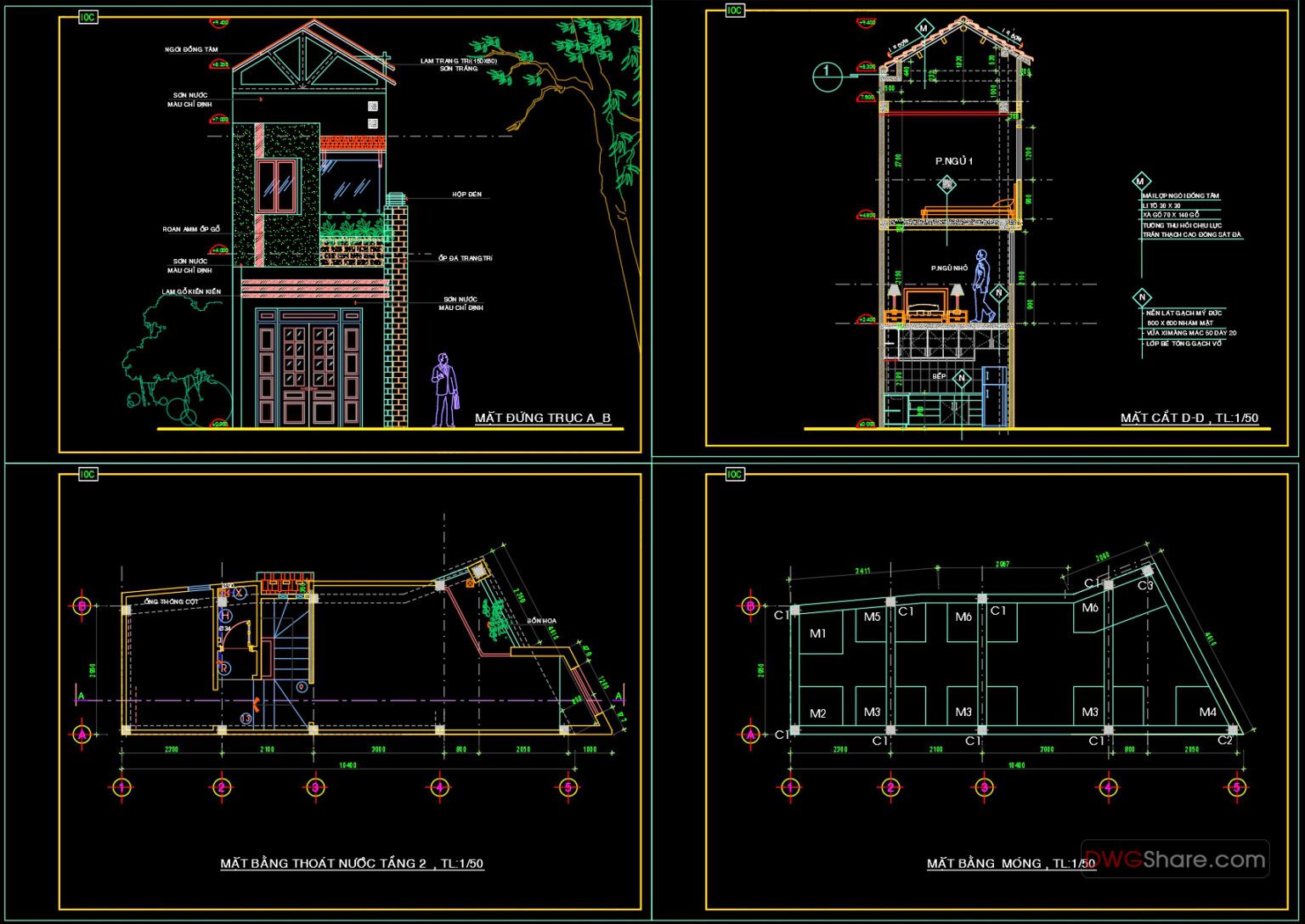 3 Levels House 4.6x10.4m AutoCAD File Free Download