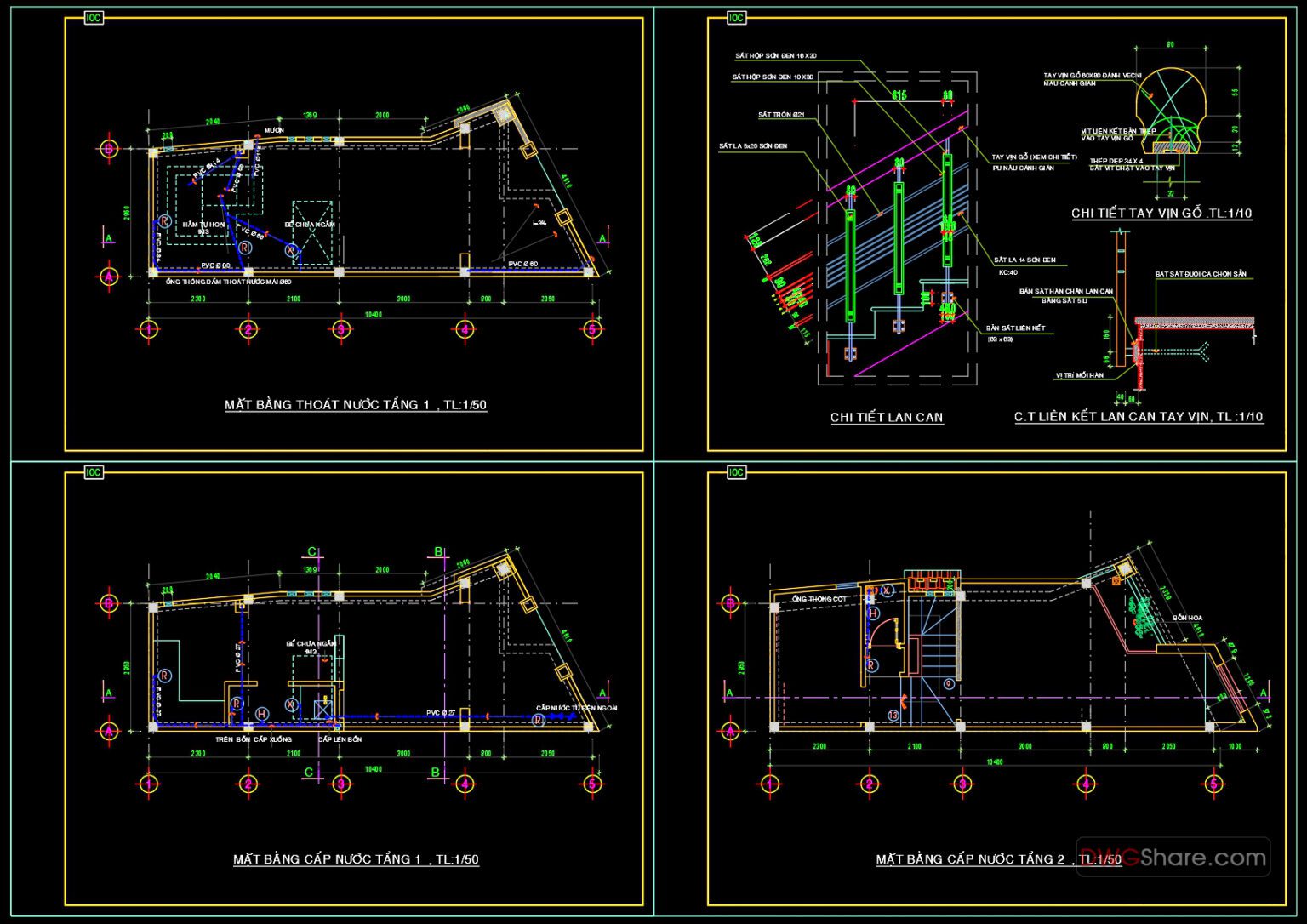3 Levels House 4.6x10.4m AutoCAD File Free Download