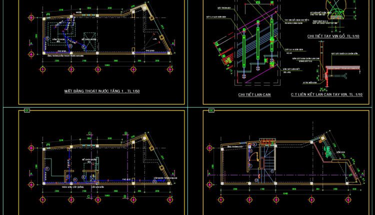 3 Levels House 4.6x10.4m AutoCAD File Free Download - Free Cad Blocks ...