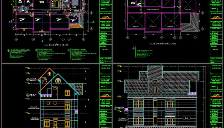 3 Levels House 8.5x16m AutoCAD File Free Download - Free Cad Blocks ...