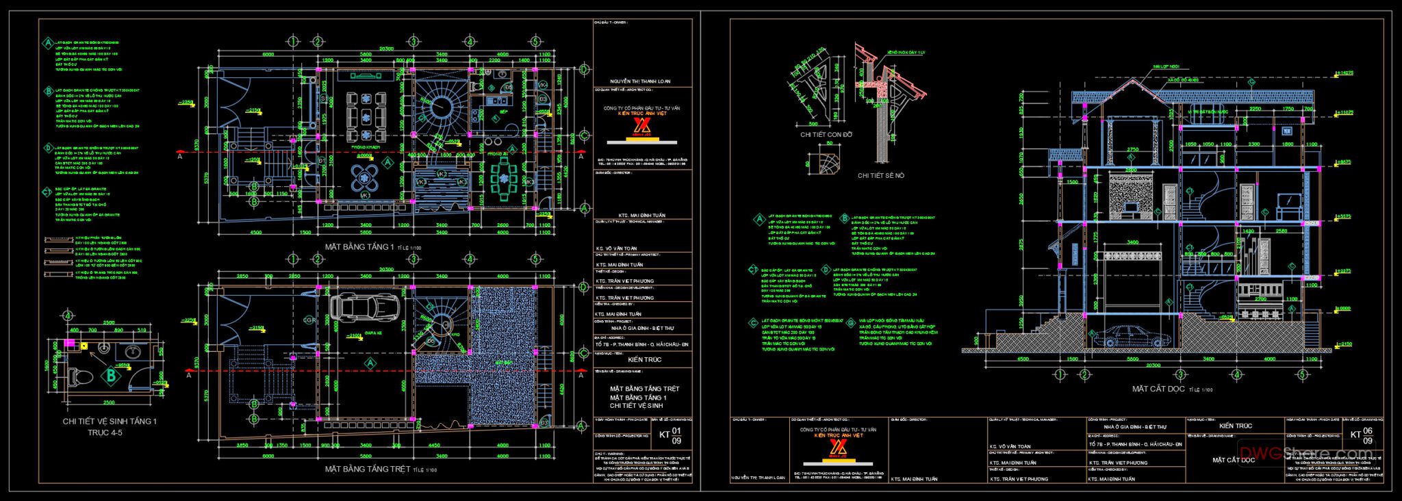 3 Levels House 8.5x20m AutoCAD File Free Download