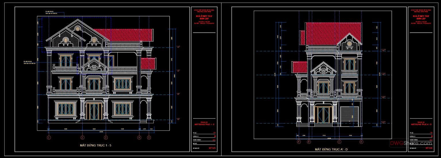 3 Levels House 9.8x17m AutoCAD File Free Download