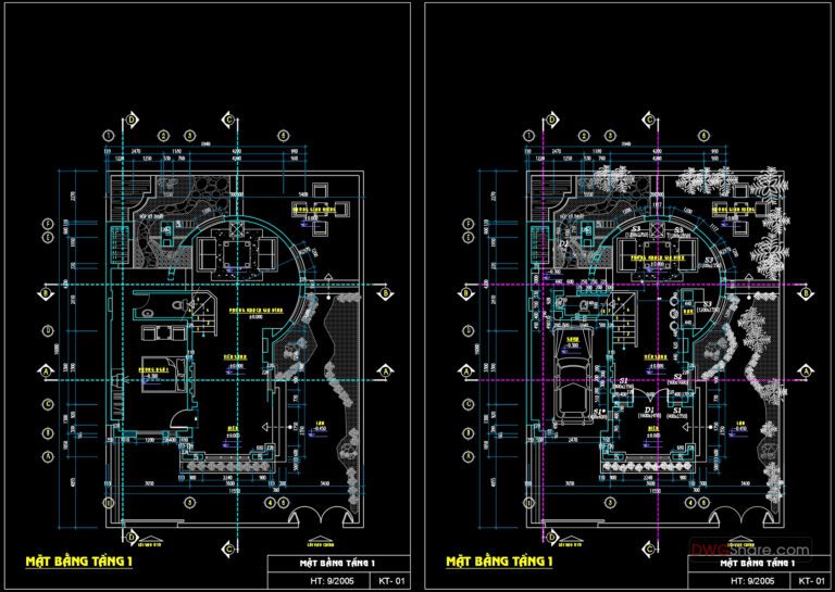 3 Levels Villa 9x16m AutoCAD File Free Download