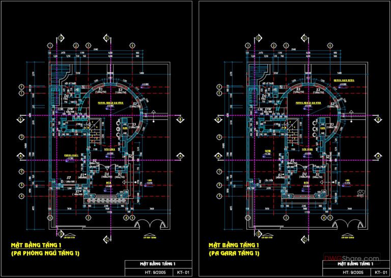 3 Levels Villa 9x16m AutoCAD File Free Download