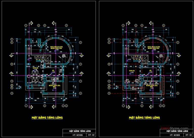 3 Levels Villa 9x16m AutoCAD File Free Download
