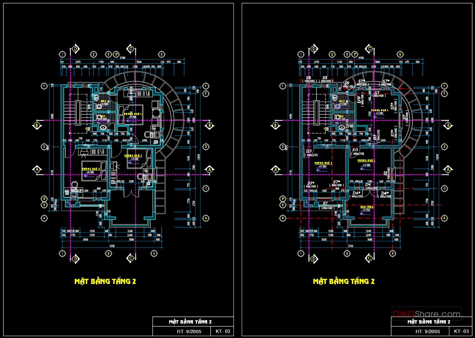 3 Levels Villa 9x16m AutoCAD File Free Download