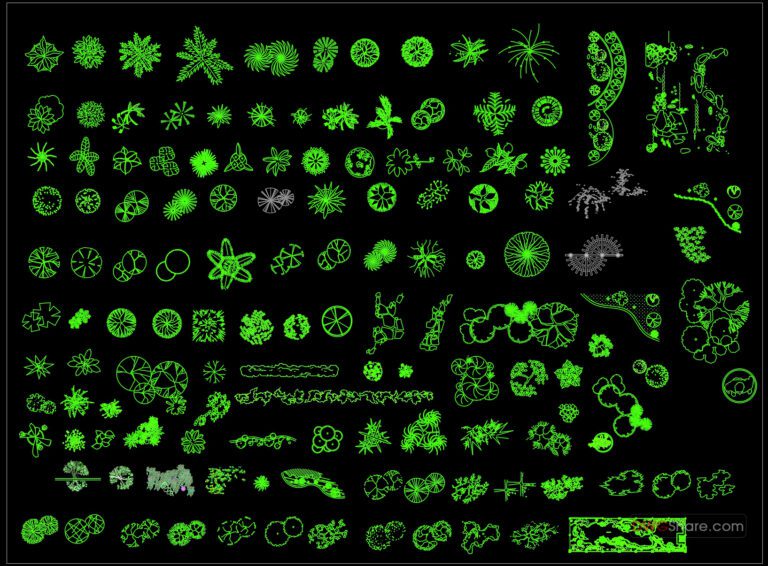 32.Tree In Top View AutoCAD Blocks Free Download