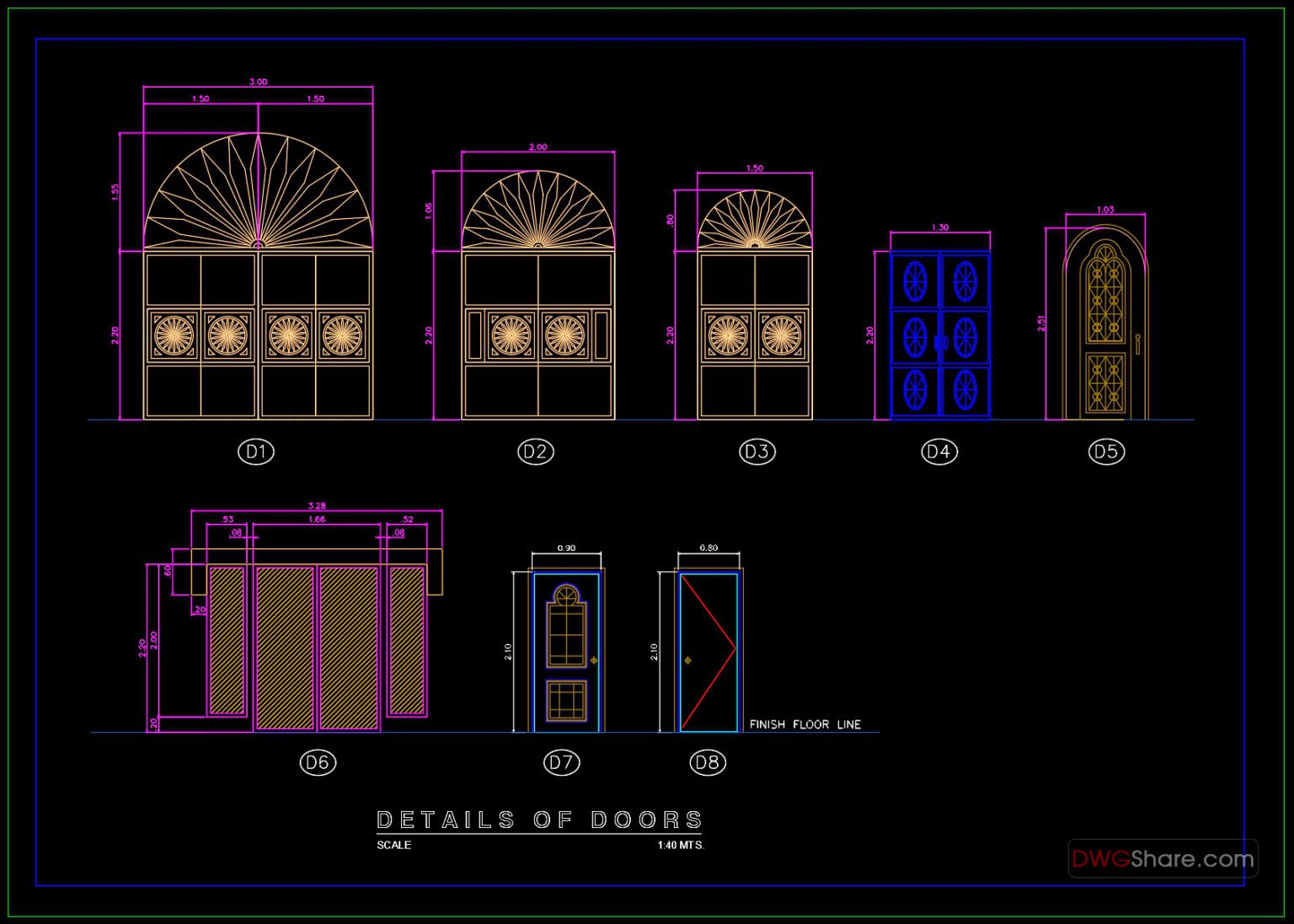 333.CAD blocks doors dwg 2d free download
